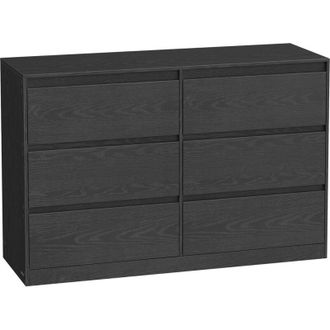 Vasagle Vasagle - Commode moderne 6 tiroirs 40 x 119,4 x 75 cm - Panneau agglom&eacute;r&eacute; noir bois&eacute; - Montage simple avec dispositifs anti-basculement
