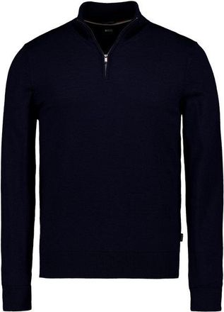 HUGO BOSS Herren Troyer blau Merinowolle unifarben