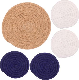 BESPORTBLE 5 Stück Teiliges Baumwollseil Platzset Rund Hitzebeständig Gewebt rutschfest Robust für Topfuntersetzer und Tischsets Küche Esszimmer Geeignet