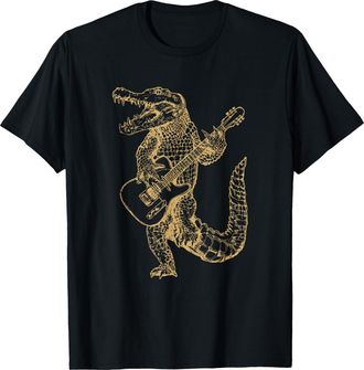 Seembo Alligator spielt Gitarre Krokodil Gitarristen Rockmusiker T-Shirt