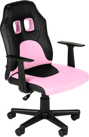 Clp Schreibtischstuhl ergonomisch Kinder und Jugendliche Fun, Drehstuhl höhenverstellbar mit Kunstlederbezug, Armlehnen abnehmbar, Farbe:schwarz/pink