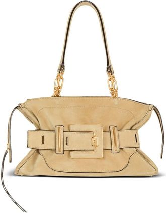 Balmain Anthem Suede Leather Shoulder Bag