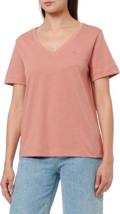 GANT Damen REG Shield SS V-Neck T-Shirt, Rosa, XL