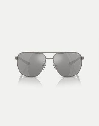 A|X Armani Exchange Ax2047s - Lunettes de soleil rondes polarisées avec verres gris effet miroir - Gris acier