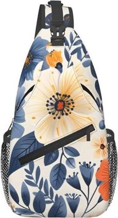 Generic Sacoche Homme Bandouliere Imprim&eacute; floral printanier Durable Sac De Poitrine R&eacute;glable Sling Sac &agrave; Dos pour Randonn&eacute;e Homme Camping