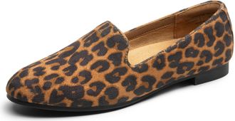 Dream Pairs Damen-Schuhe, l&auml;ssig, spitzer Zehenbereich, Ballett-Komfort, weiche Slip-on-Flachschuhe,Size 40,Leopard-Wildleder,SDFA2403W
