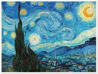 Posterlounge Sternennacht, 1889 Poster von Vincent van Gogh 130 x 100 cm Blau Wandbilder Wanddeko