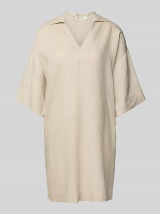 Christian Berg Knielanges Leinenkleid mit V-Ausschnitt