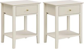 Vente-Unique Nachttisch 2er-Set 1 Schublade & 1 Ablage - MDF - Beige - NIRIVA