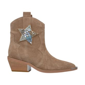 Alma En Pena Flache Stiefeletten mit Strassdetails - - Shoes - Damen - Beige - 36 EU