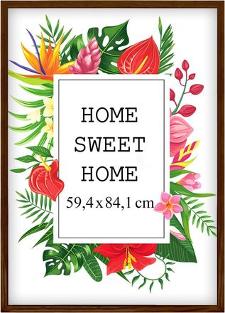 MG Design Braun Bilderrahmen A1 59,4 x 84,1 cm - Aus echtem Holz mit Acrylglas, zum Aufhängen & Aufstellen, für Fotos, Poster & Puzzle