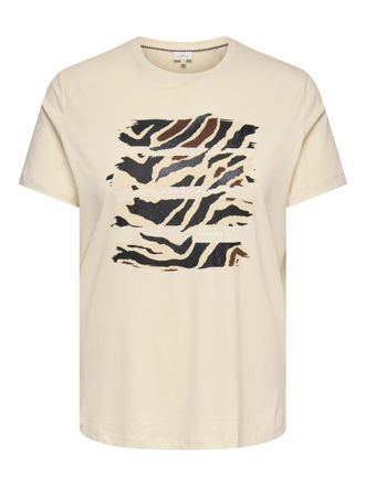 Only Carmakoma Kurzarmshirt ONLY CARMAKOMA CARBOOSTERY LIFE SS REG TEE JRS BS, Damen, Gr. L, birch print:graphic animal, Jersey, Obermaterial: 100% Baumwolle, bedruc