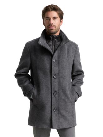Tom Tailor Herren Wollmantel mit Innenjacke 1032506, 30500 - Dark Grey Black Herringbone, XXL