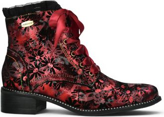 Laura Vita Laura Vita Floral Women, gotische viktorianische rote Lederstiefel mit Absatz - Emcmao-45