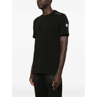 Moncler Logo-Patch Cotton T-Shirt - Black