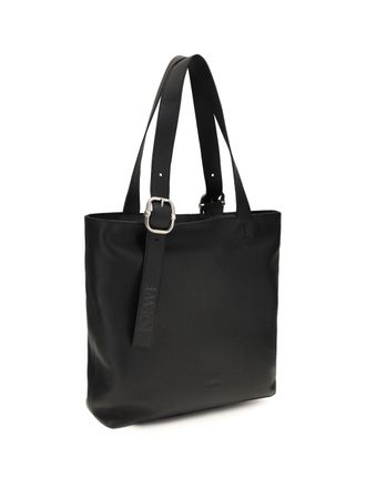 Loewe Mens Tote Bag Loop Zip Black Calfskin Calf Leather Shoulder