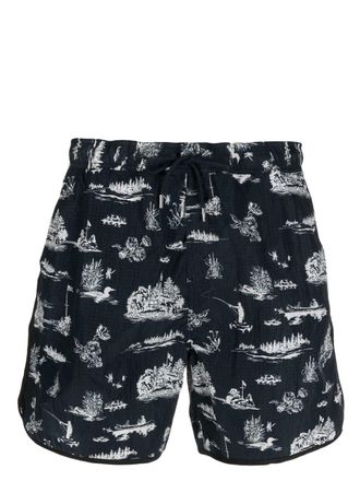 Woolrich short &agrave; imprim&eacute; graphique - Bleu