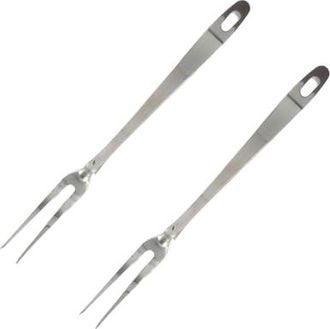 Fackelmann Fackelmann 9318050 Edelstahlgabeln 2 Spie&szlig;e Fleischgabel, Grillgabel, Gabel, Edelstahl, Silber, 30,5 x 2,2 x 3,5 cm