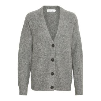 Karen by Simonsen Femme, Pulls, Gris, Taille: 36 FR Cardigan Long en Opal Gray Melange