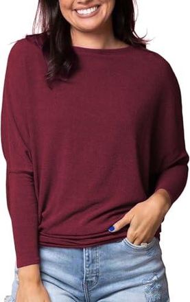 Generic Haut &agrave; manches longues pour femme - Couleur pure - Col en V - Style d&eacute;contract&eacute; et polyvalent - Coupe ample - Confortable - Doux - L&eacute;ger - Coupe r&eacute;gul