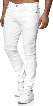 Tazzio Jeans Herren Slim Fit Biker Destroyed Look Stretch Jeanshose Hose Denim 16517 (40W/30L, Weiß)