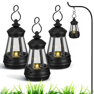 BESTONZON 3 St&uuml;ck pack Kleiner Solarlaternen f&uuml;r Drau&szlig;en Kleine H&auml;ngende Solar Gartenlaternen aus Kunststoff mit LED Licht Automatischem Sensor Umweltfreundlich