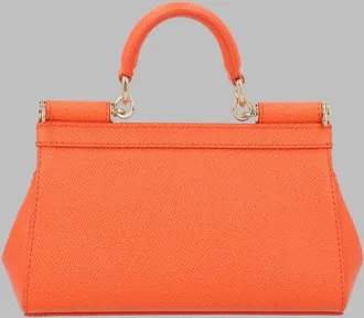 Dolce & Gabbana Womens Handbag Sicily Mini Orange Leather Handbags Hand Bags