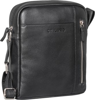 STILORD Clint Schultertasche Herren klein Leder Tablet-Tasche zum Umhängen Herrenhandtasche Echtleder Herrentasche zum Umhängen, Farbe:schwarz