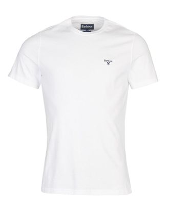 Barbour T-Shirt, Rundhals, Tartan-Stickerei, einfarbig in