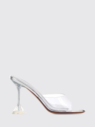 Amina Muaddi Mules Lupita en PVC transparent avec bout carr&eacute; et talon haut bobine