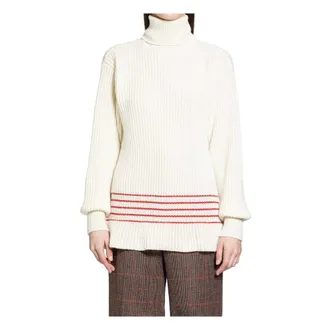 Chlo&eacute; Femme, Pulls, Blanc, Taille: 40 FR Pull &agrave; Col Roul&eacute; Oversize avec Logo