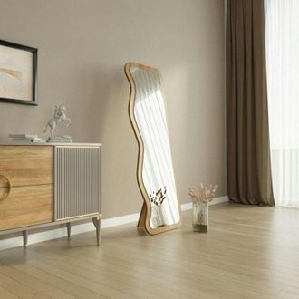 Pier Import Miroir plein pied moderne - ondulations effet bois clair CODY
