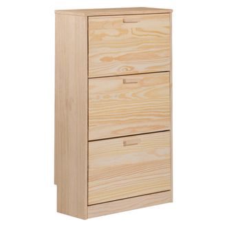 Astigarraga Schuhschrank VITA | Schuhregal mit DREI Kalppf&auml;chern | Platz f&uuml;r 18 Schuhpaare | Aufbewahrung f&uuml;r Schuhe aus Kiefern-Massivhoz | 114,8x64,8x25 cm | PE