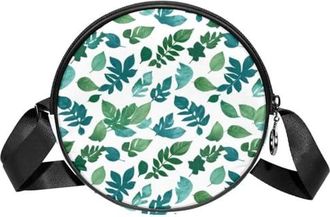 Generic Petit sac &agrave; bandouli&egrave;re Circle pour femme, motif feuille dart, sac &agrave; dos &agrave; bandouli&egrave;re avec fermeture &eacute;clair, bretelles r&eacute;glables, sac &agrave; main rond d&eacute;c