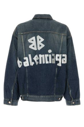 Balenciaga Mens Denim Oversize Jacket Whisker Exterior: Cotton Giubbini