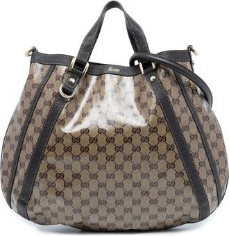 Gucci Hobo Bags - GG Crystal Abbey D Ring Convertible Tote - Gr. unisize - in Braun - f&uuml;r Damen
