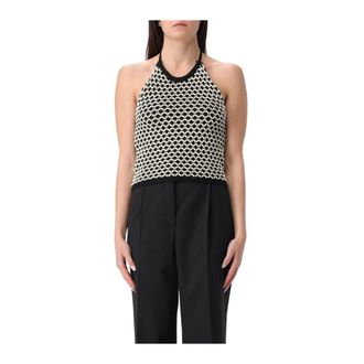 Simona Corsellini Femme, Tops, Noir, Taille: 38 FR Haut Chic en Tricot Géométrique