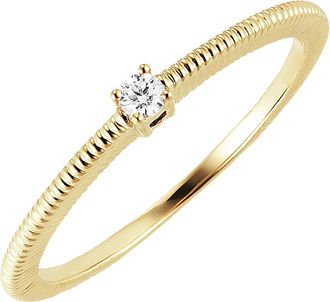 Edenly Fraîcheur Ring - Bearbeiteter Solitär - Gelbgold 18 Karat und Diamant