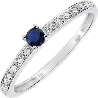 Edenly Solitär Verlobungsring Polarlicht - 0.12 Karat Saphir und Diamanten - 18 Karat Weißgold