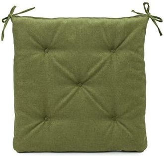 Gözze Sitzkissen mit Befestigungsbändern, Stuhlkissen, Gesteppt, Darco, 40 x 40 x 4 cm - Grün