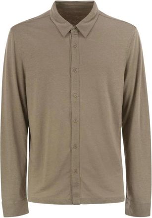 Majestic Filatures Homme, Chemises, Beige, Taille: M Chemise &agrave; Manches Longues Boutonn&eacute;e