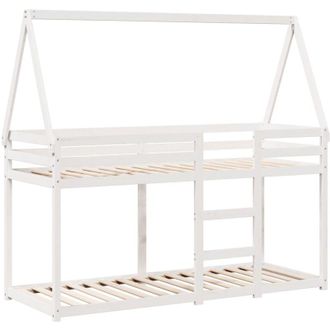 vidaXL Etagenbett mit Dach Wei&szlig; 90x200 cm Massivholz Kiefer Vidaxl 555738