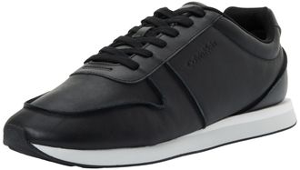 Calvin Klein Herren Retro Runner Lace Up LTH Pinch Ym0Ym01455 Low Top, Black (Black/Oyster/White), 45 EU