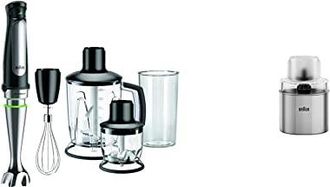 Braun Braun MultiQuick 7 MQ 7045X Stabmixer - Pürierstab mit abnehmbarem edelstahl Mixfuß mit ActiveBlade Technologie 1000 Watt, schwarz & Braun Kaffee- und