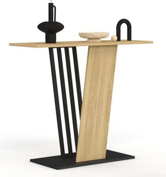 IDMarket Console Vicky Plateau Bois et Pied crois&eacute; Noir