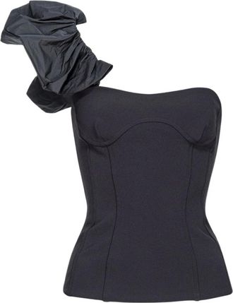 Pinko Pinko, Femme, Tops, Noir, Taille: 40 FR Top monospalla cr&ecirc;pe et taffetas