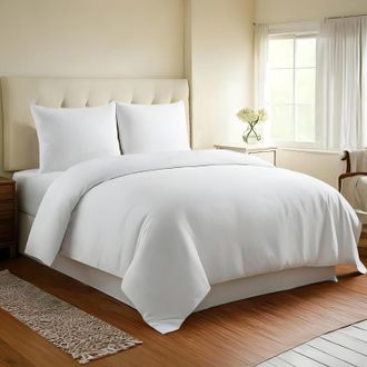 Pizuna 800 Fadenzahl aus Baumwolle Bettw&auml;sche Wei&szlig;, 100% Langstaple Baumwolle Bettbezug und Kissenbezug, 100% Baumwolle Mako Satin 3-Teilig Bettw&auml;scheset 200