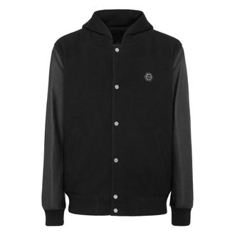 Philipp Plein Bomberjacke mit &Auml;rmeln aus Leder - - Jackets - Herren - Schwarzk - 2XL