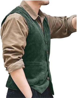 Generic Gilet en velours c&ocirc;tel&eacute; pour homme style britannique r&eacute;tro d&eacute;contract&eacute; pour usage quotidien et occasions professionnelles, GN2., XXL