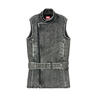 Diesel Femme, Vestes, Noir, Taille: 36 FR Mini-robe style motard avec ceinture